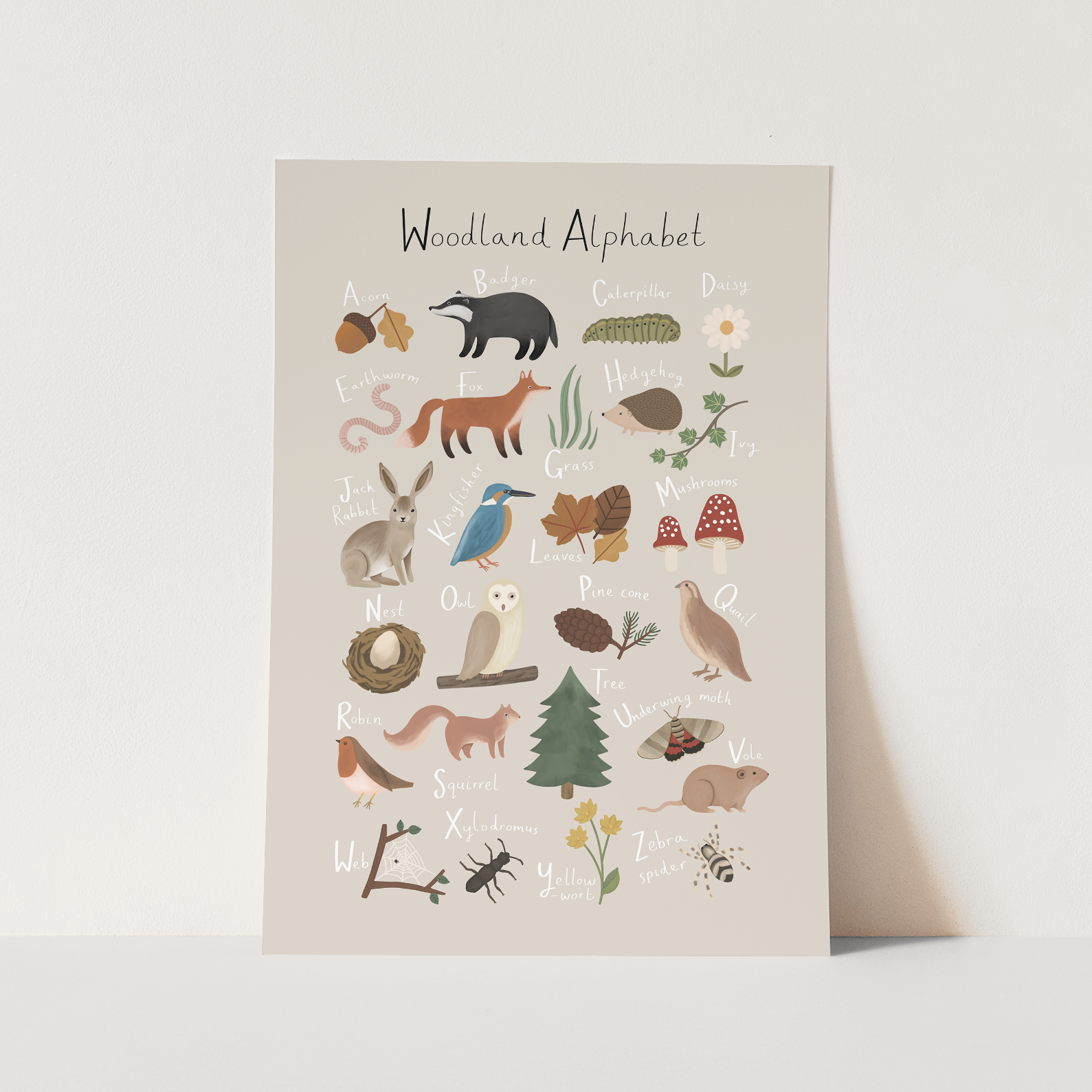 Woodland Alphabet in stone / Fine Art Print – Kid of the Village