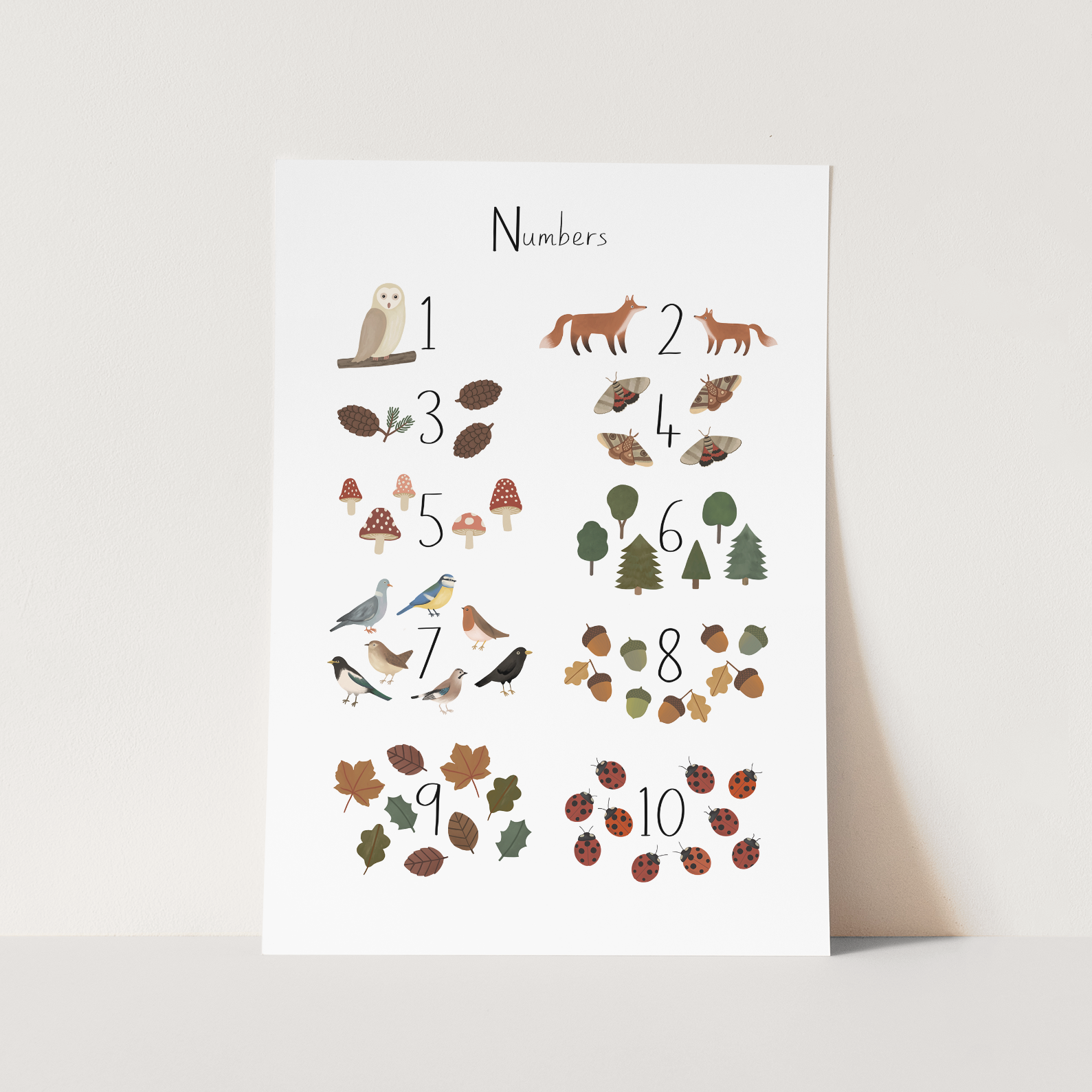 Woodland Numbers in white / Fine Art Print – Kid of the Village