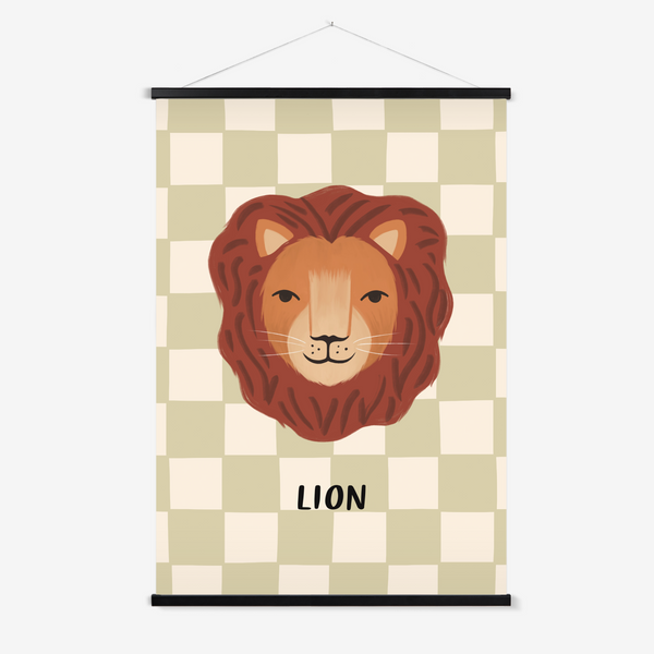 Lion check in sage / Print with Hanger – Kid of the Village