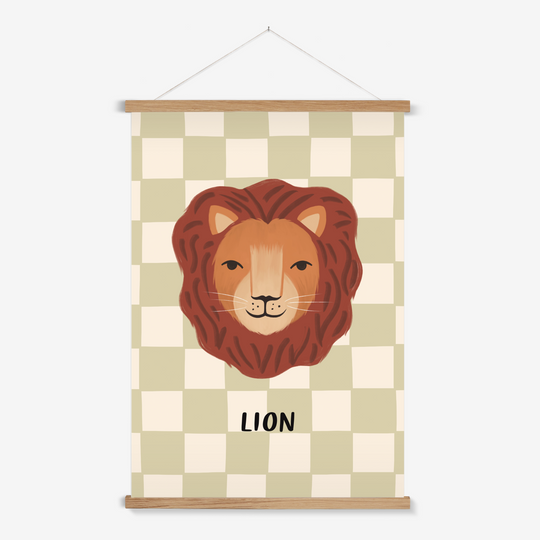 Lion check in sage / Print with Hanger – Kid of the Village