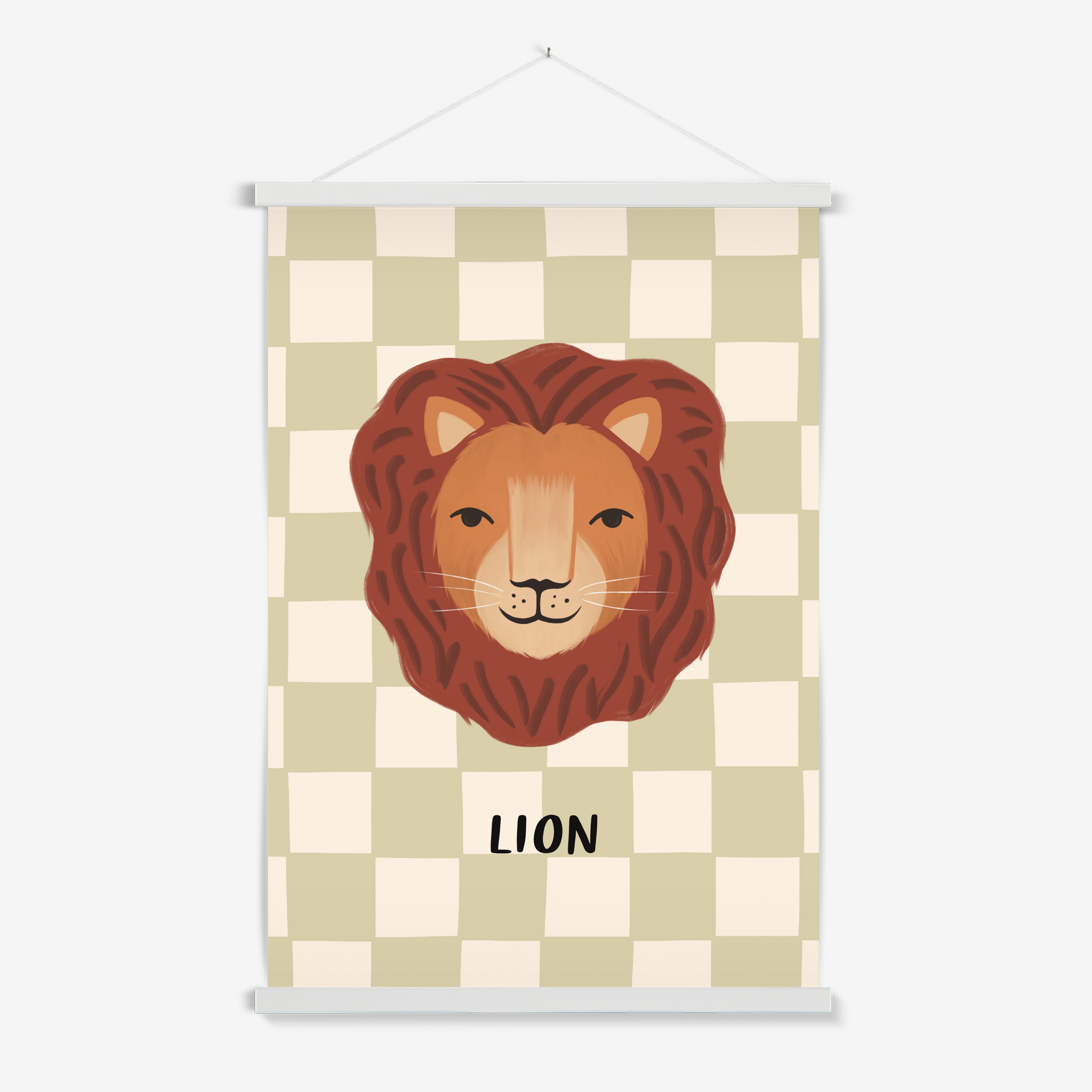 Lion check in sage / Print with Hanger – Kid of the Village