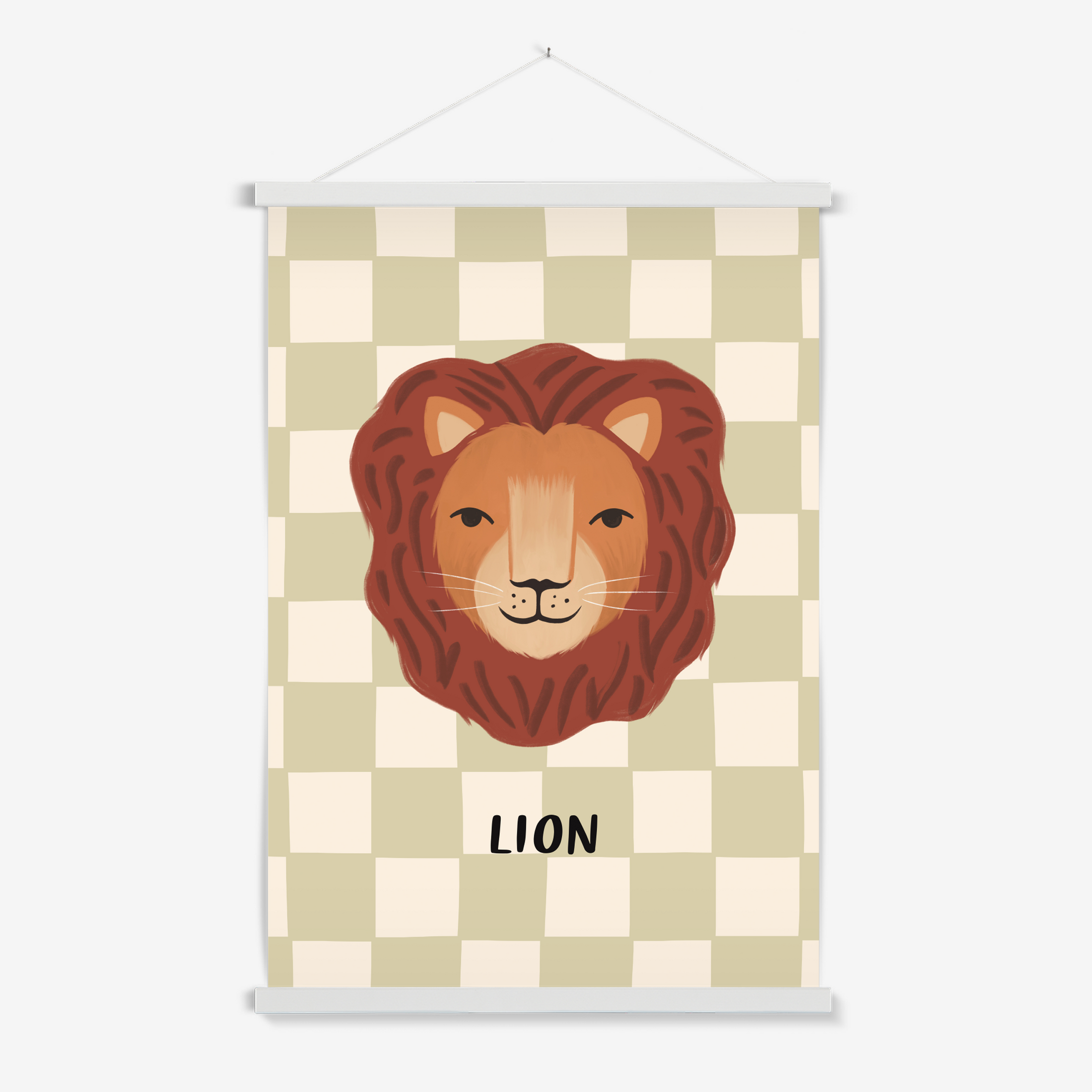 Lion check in sage / Print with Hanger – Kid of the Village