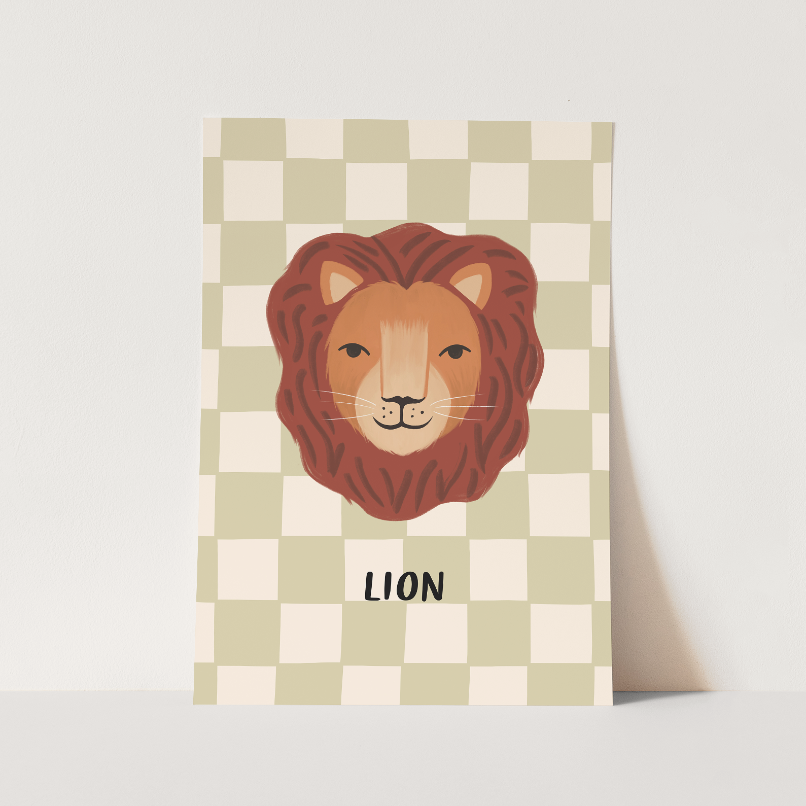 Lion check in sage / Fine Art Print – Kid of the Village