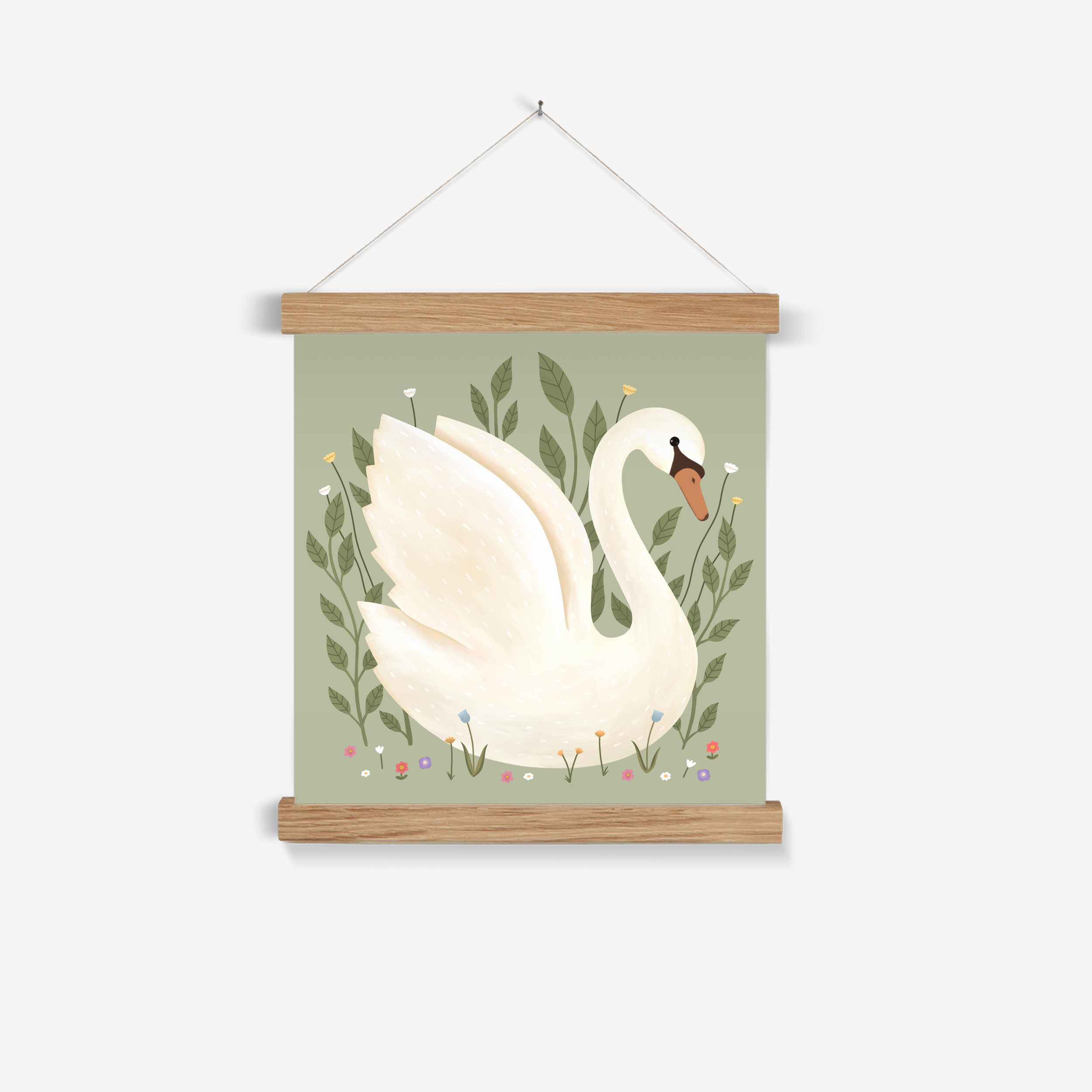 Swan in sage / Print with Hanger – Kid of the Village