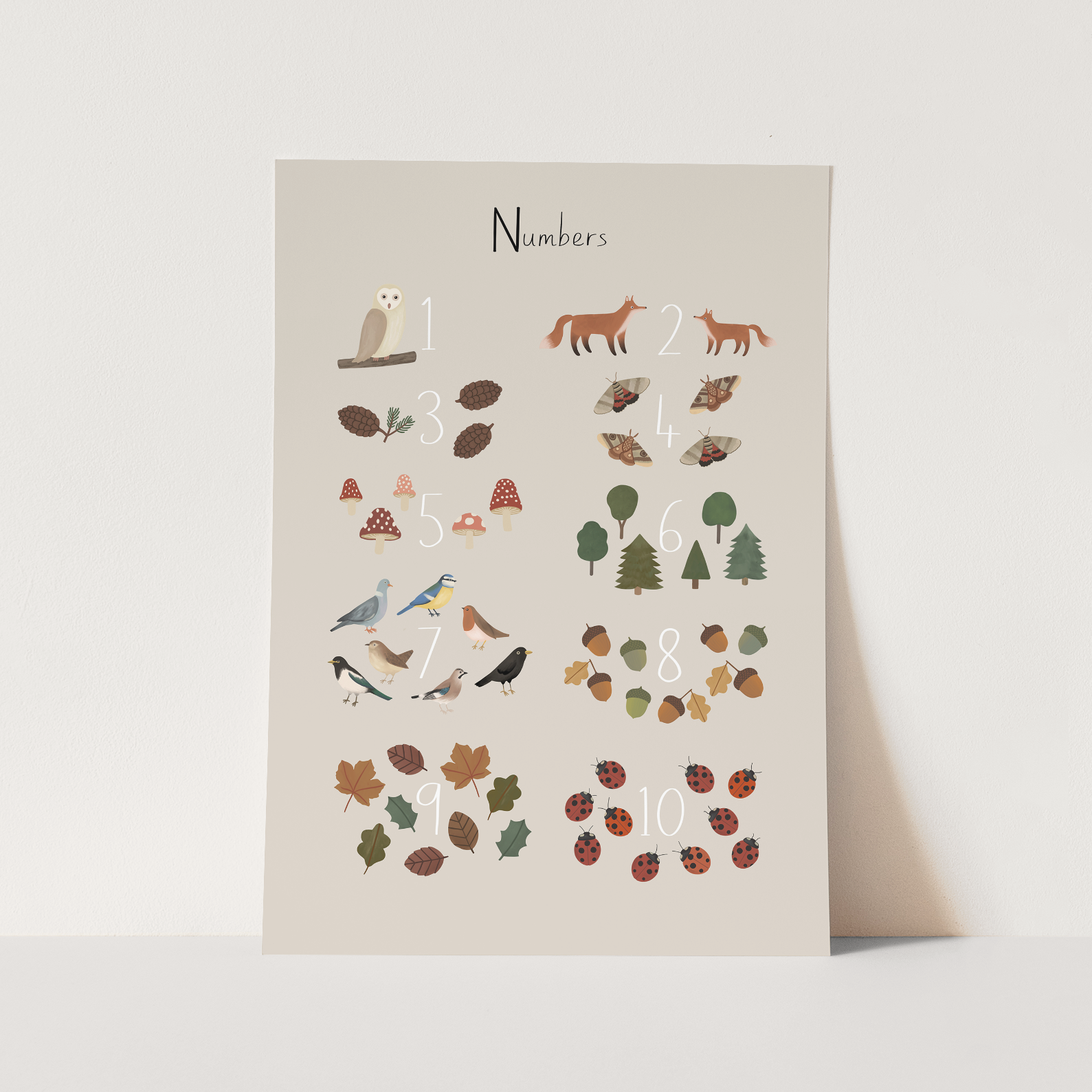 Woodland Numbers in stone / Fine Art Print – Kid of the Village