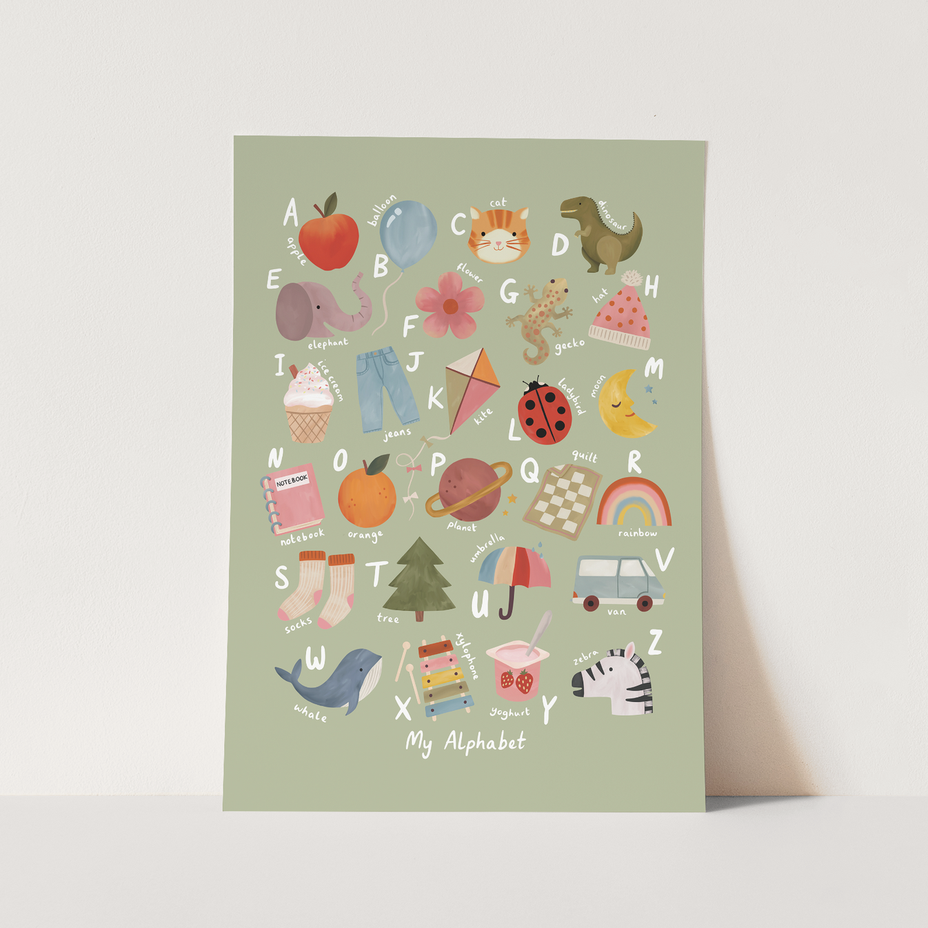 My Alphabet in sage / Fine Art Print – Kid of the Village