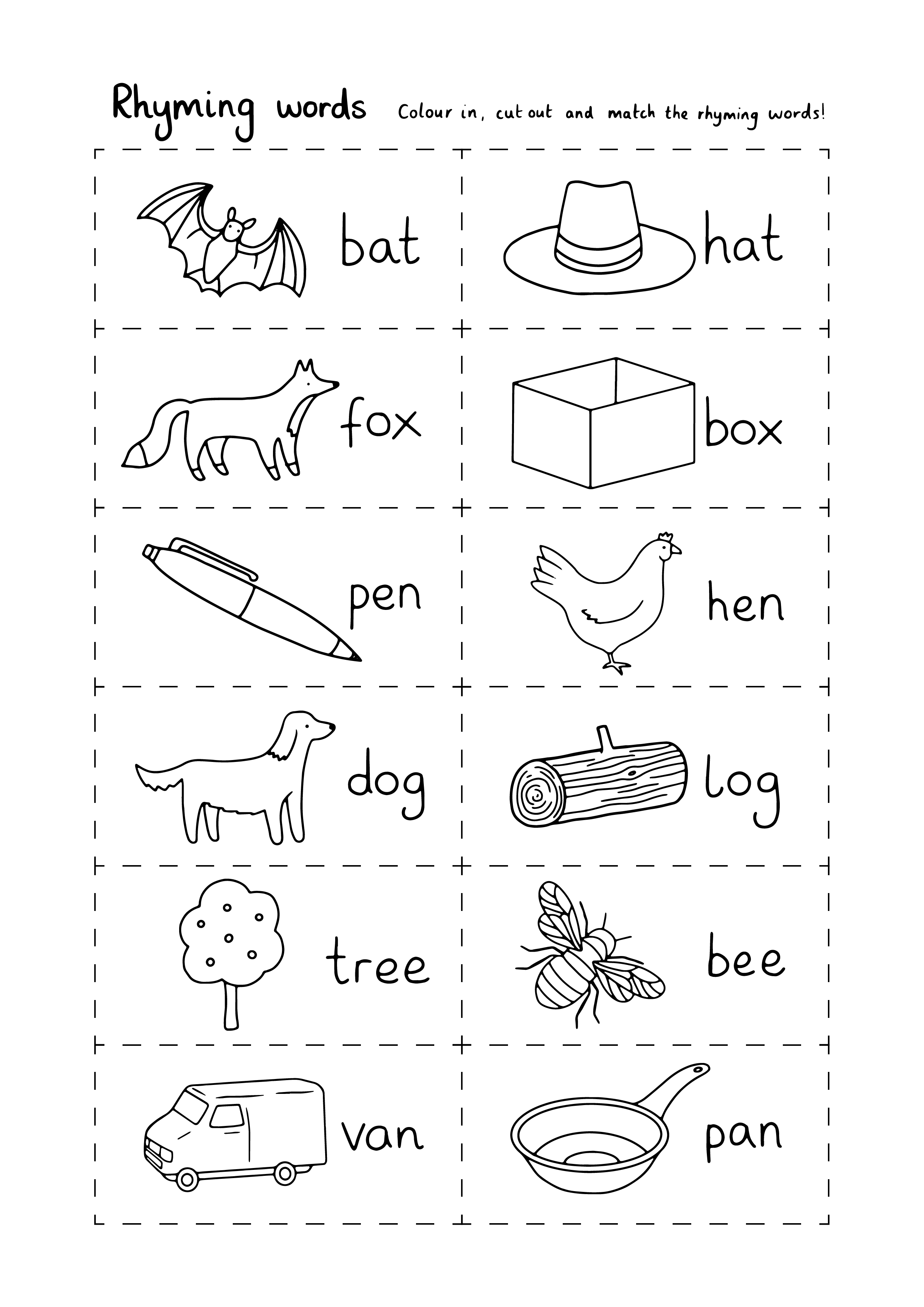 Rhyming Words Phonics Printable – Kid of the Village